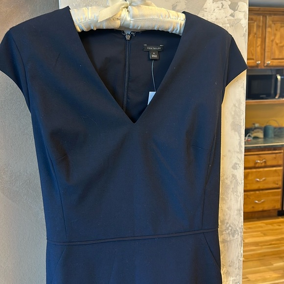 Ann Taylor | Dresses | Ann Taylor Cap Sleeve Vneck Suit Dress New Navy ...